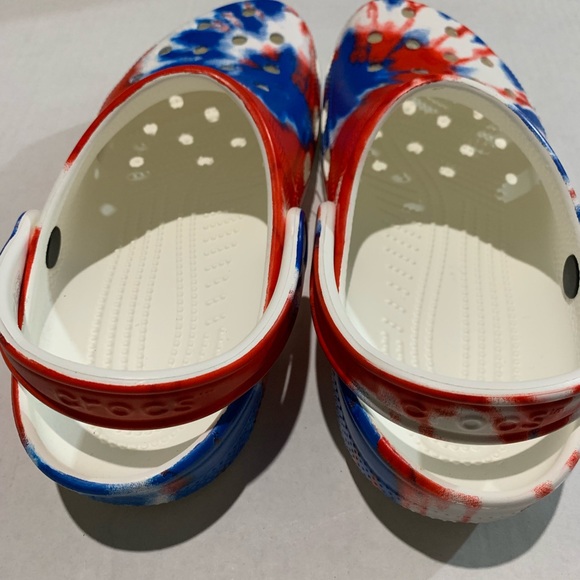 CROCS | Shoes | Crocs Classic Tiedye Clog Red Blue And White | Poshmark